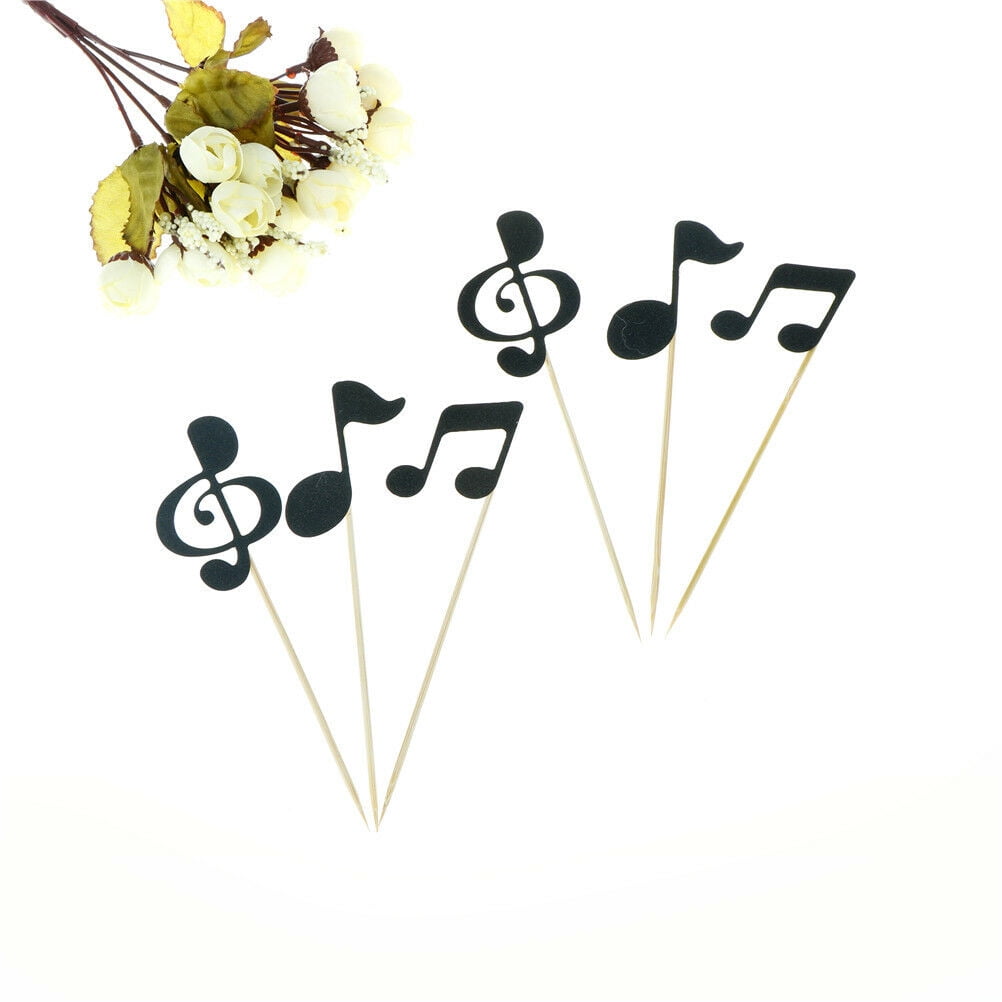 6pcs musical note cupcake toppers birthday cake topper music party ...