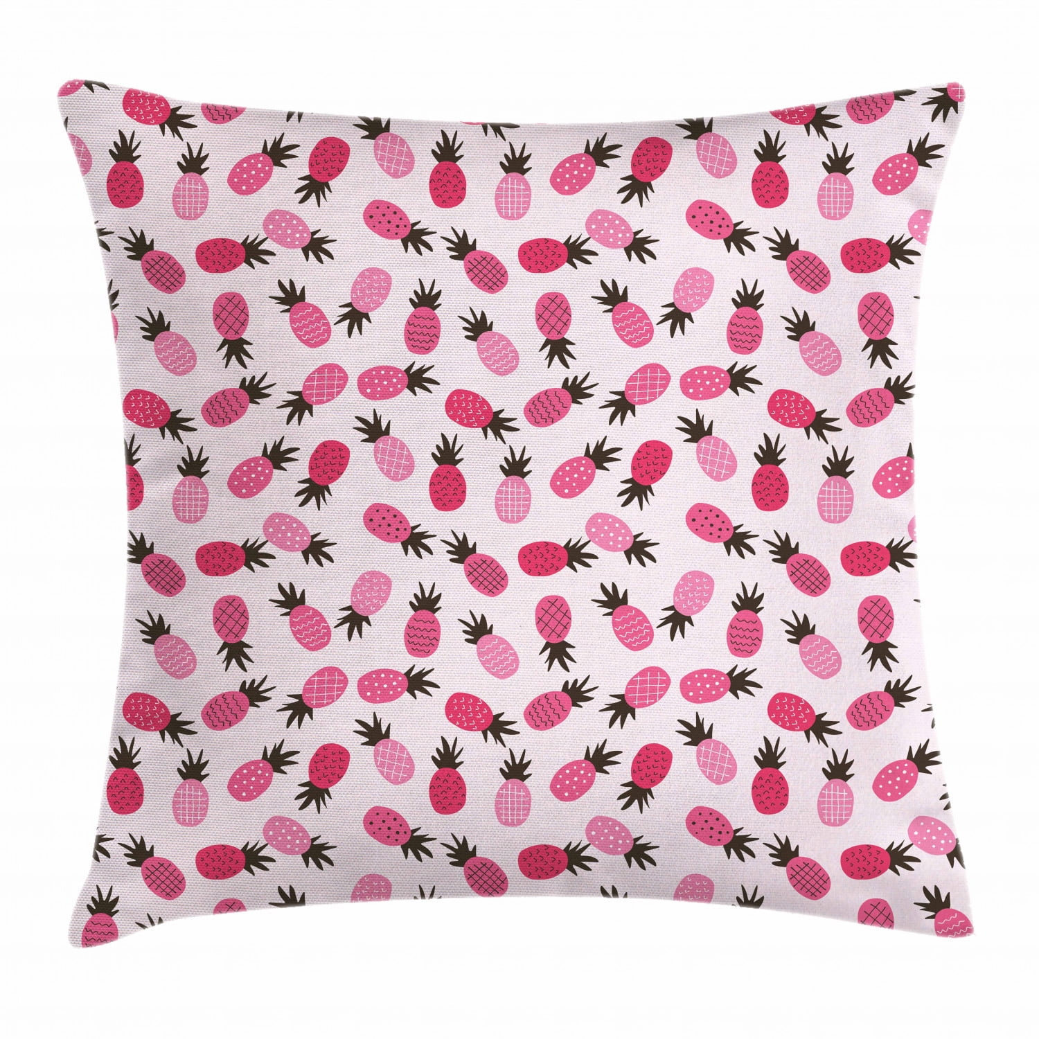 Pineapple Throw Pillow Cushion Cover, Doodled Style Exotic Pineapple ...