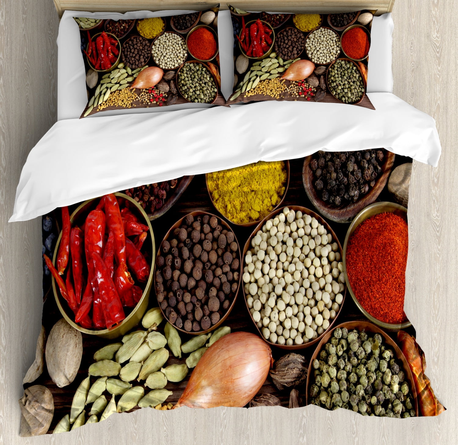 Spice Duvet Cover Set King Size, Top View Image of Herbs and ...