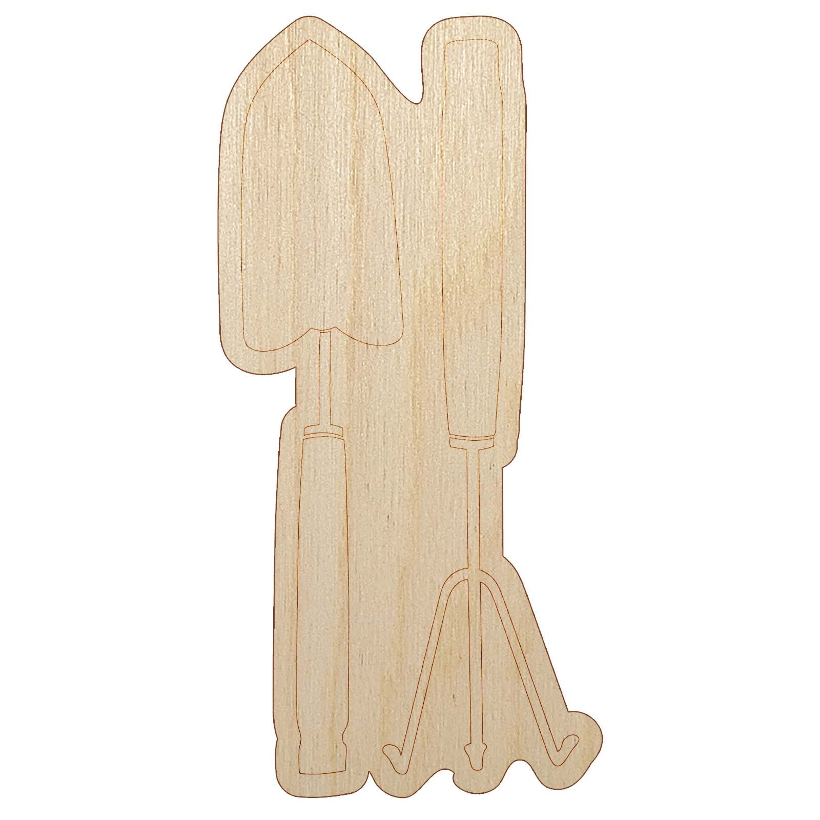 Gardening Tools Trowel Hand Rake Wood Shape Unfinished Piece Cutout ...