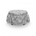 Black and White Ottoman Cover, Palm Leafage, 2 Piece Slipcover Set with ...