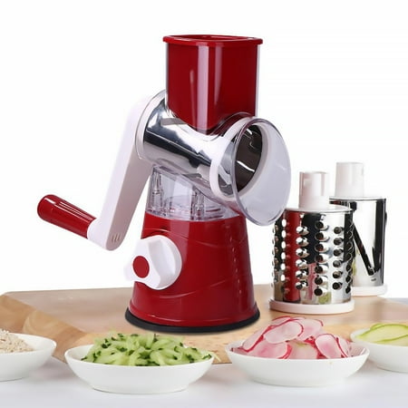 Vegetable Slicer Chopper Rotary Cheese Grater with 3 Interchangeable ...