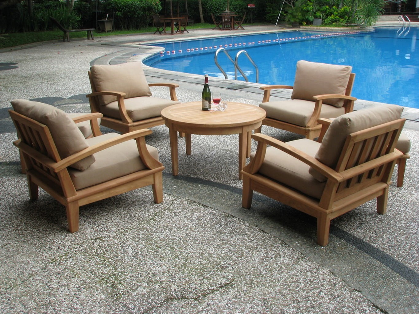 Somer 5 Pc Lounge Chair Set: 4 Lounge Chairs & Coffee Table With ...