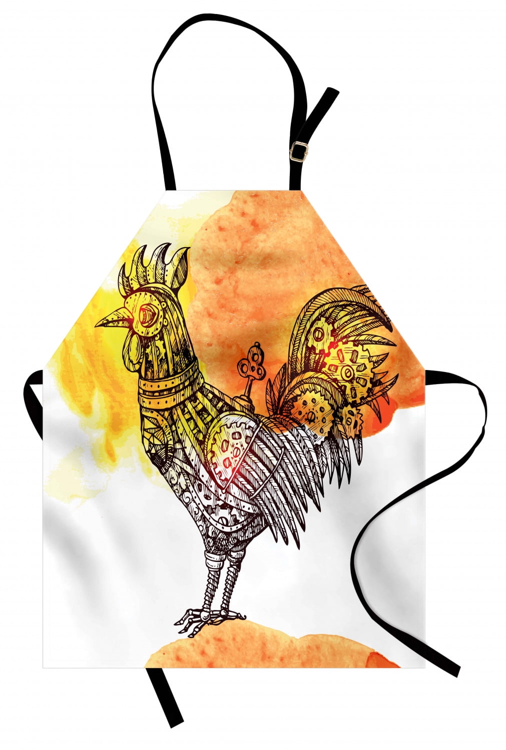 Steampunk Apron, Retro Illustration of Mechanical Rooster in Sketch and ...