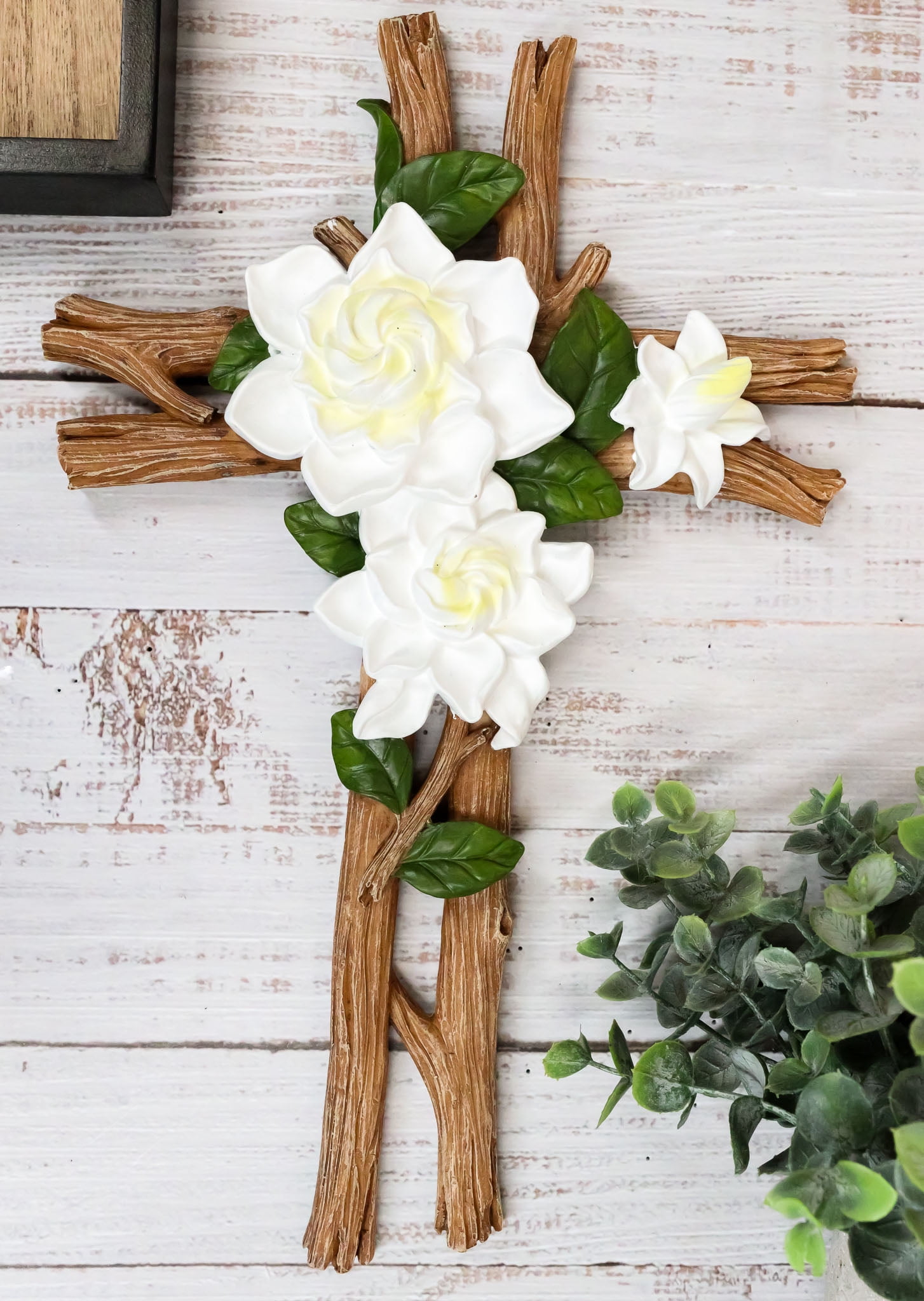 Rustic Western White Magnolia Flowers On Faux Wooden Branches Sympathy ...