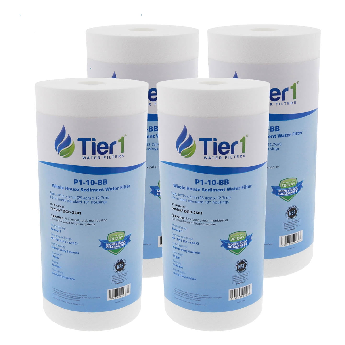 Tier1 1 Micron 10 Inch x 4.5 Inch | 4-Pack Spun Wound Polypropylene ...