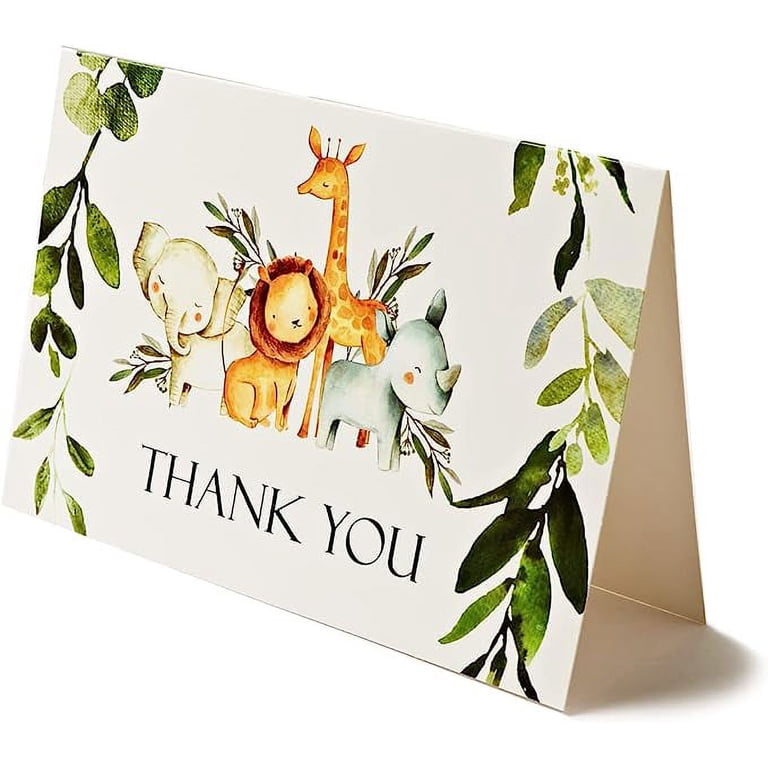 Safari Animals Printable Note Cards 50 Pack Jungle Safari Thank You