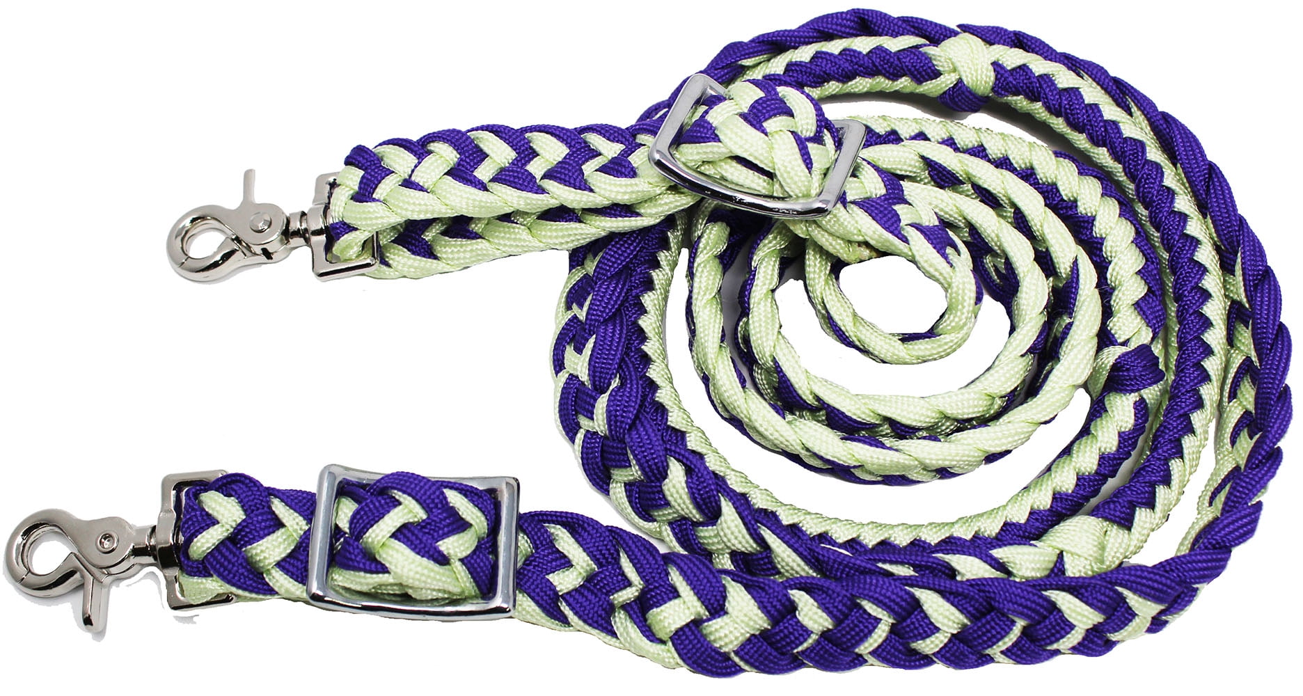 Horse Knotted Roping Western Barrel Reins Nylon Braided Rein Purple ...