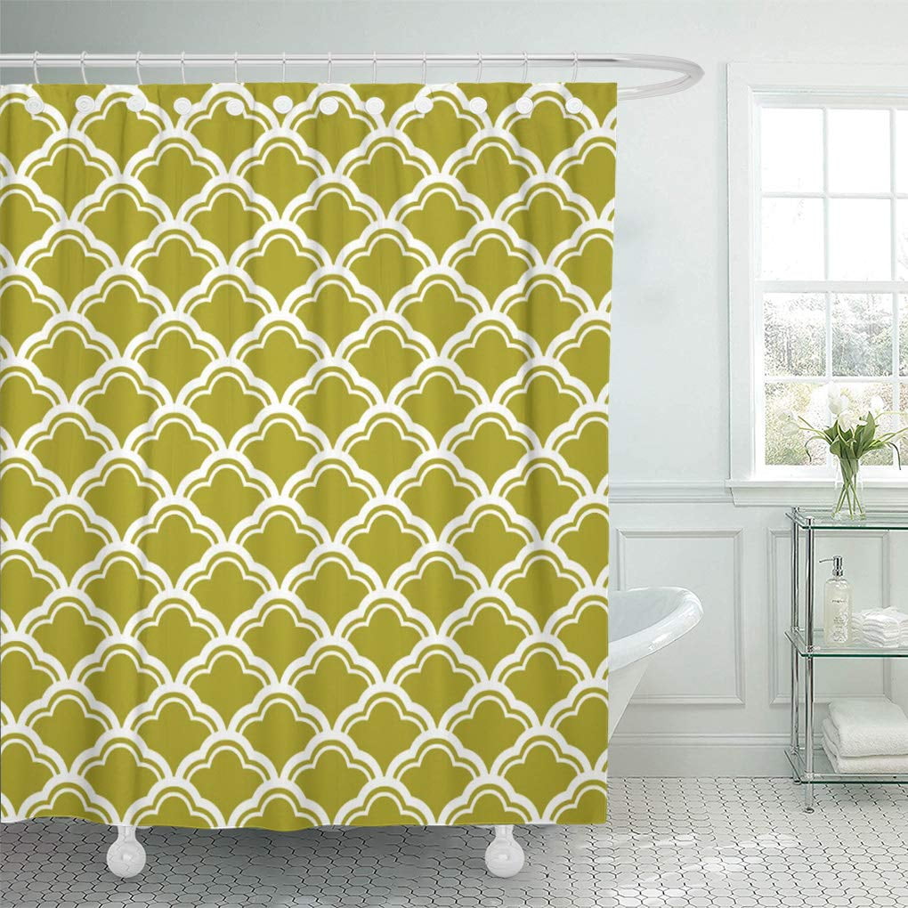 CYNLON Green French Scallop Pattern in Chartreuse Bathroom Decor Bath ...