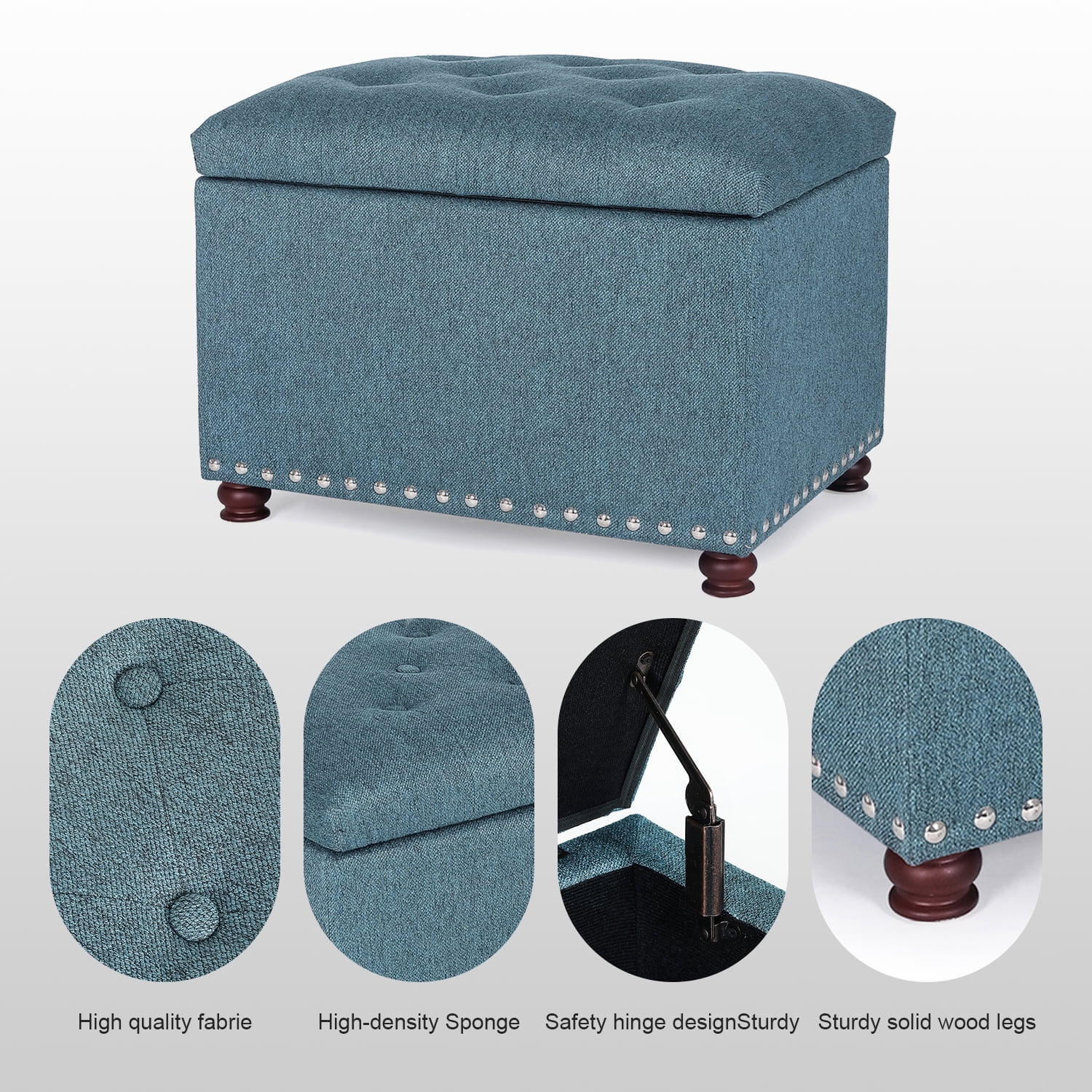 Homebeez Leather Storage Ottoman Folding Upholstered Foot Rest Stool 18 inch Footstool Bench for Bedroom Hallway Walmart