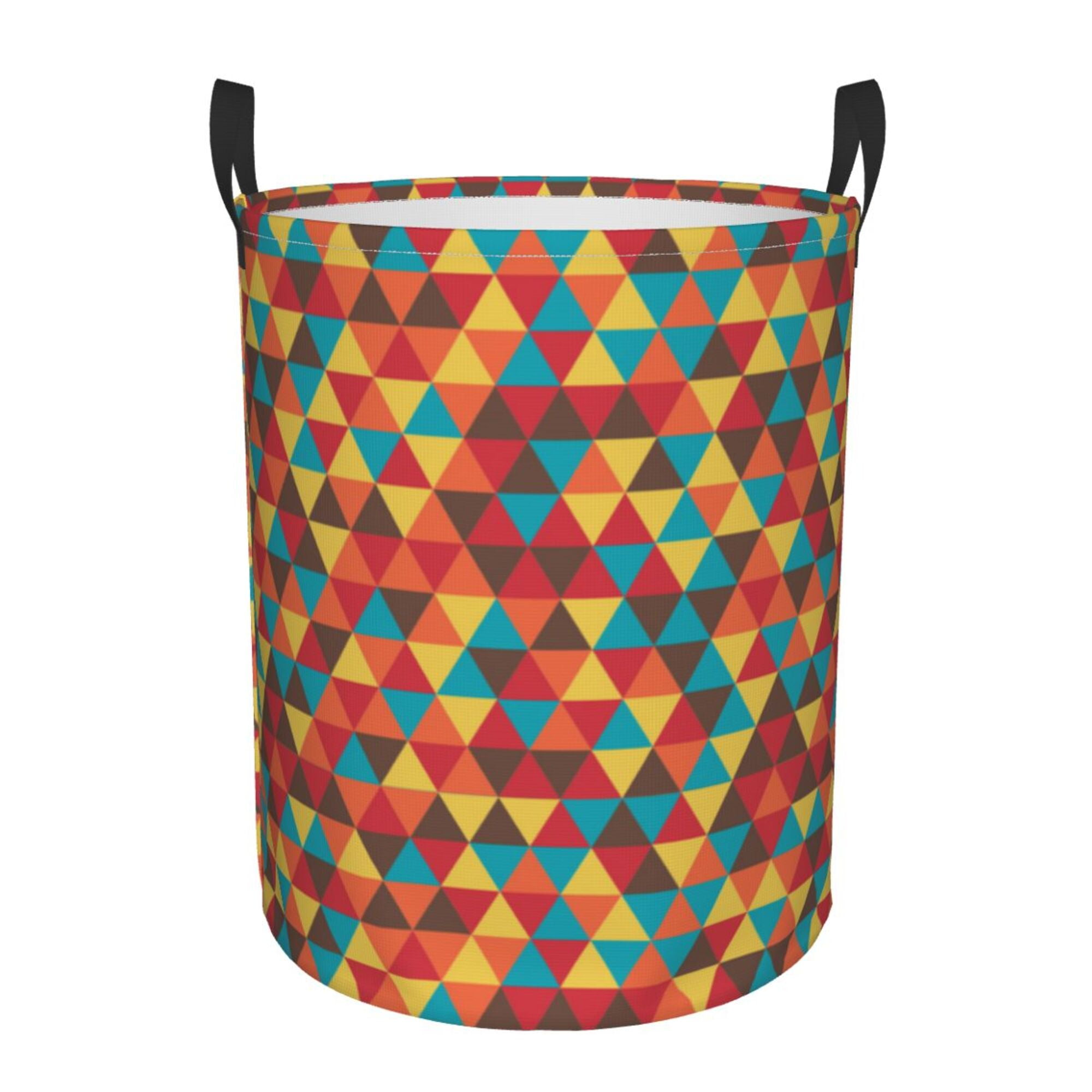 XMXY Round Laundry Basket Organizer, Retro Triangle Polygon Waterproof ...