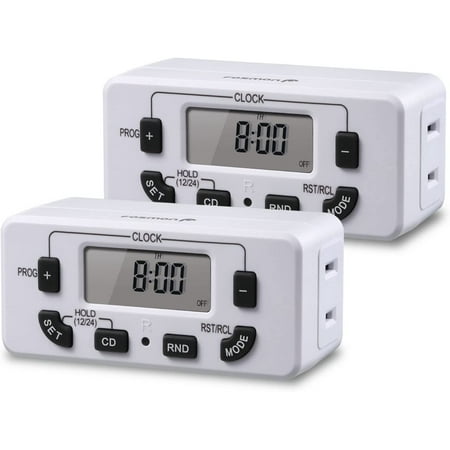 7 Day Programmable Digital Timer Outlet (2 Pack), Digital Light Timer ...