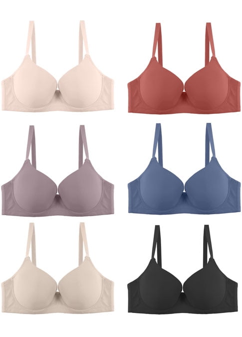 Ladies Solid Coverage Underwired Bra 6 Piece Color Variety Pack ...