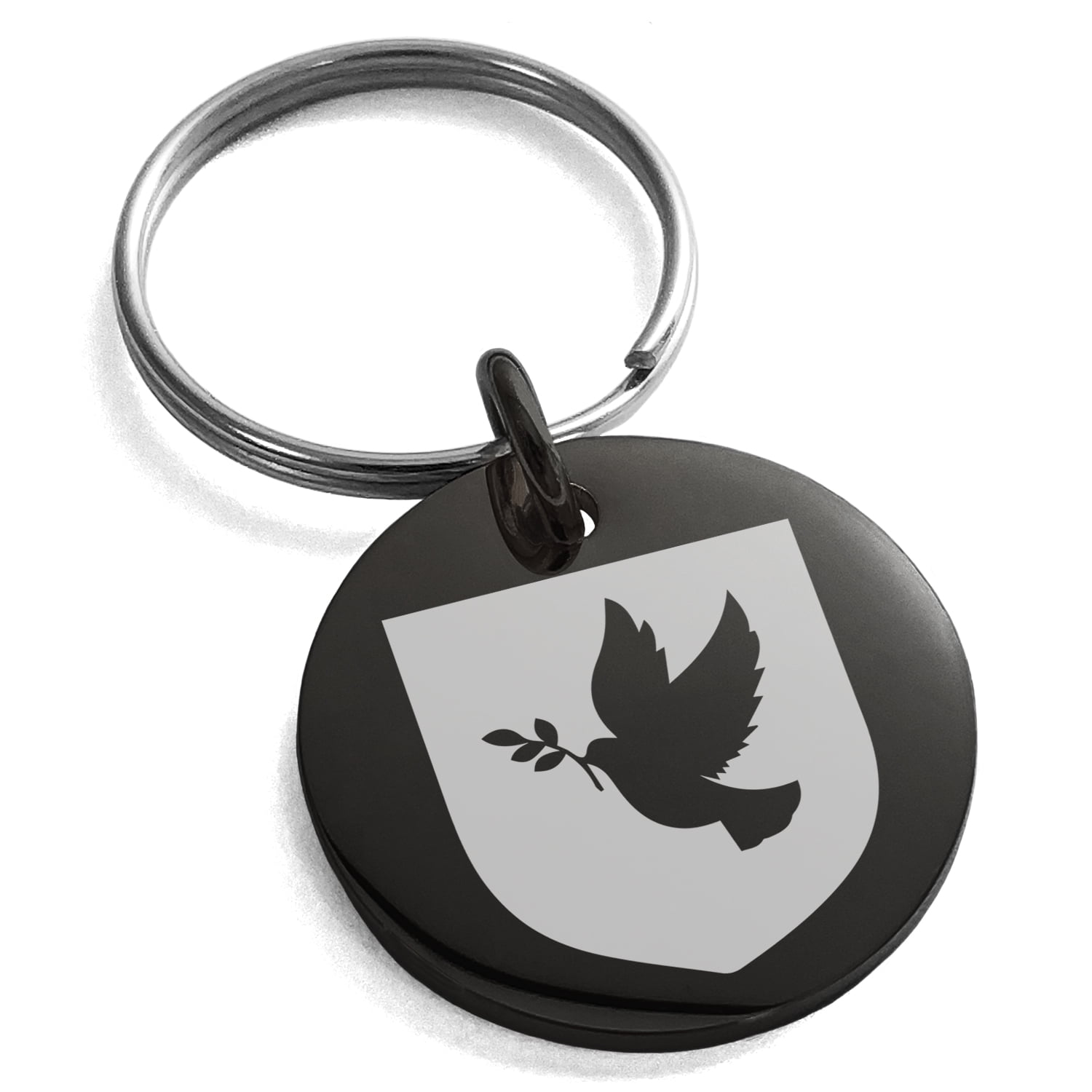 Stainless Steel Dove Peace Coat of Arms Shield Engraved Small Medallion ...