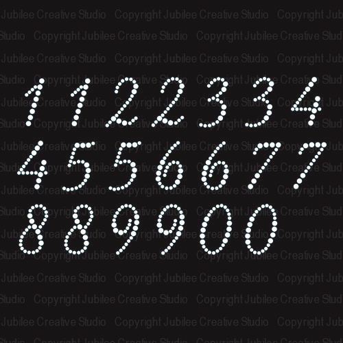 Script Numbers Iron-on Clear Rhinestone Transfer by JCS Rhinestones ...