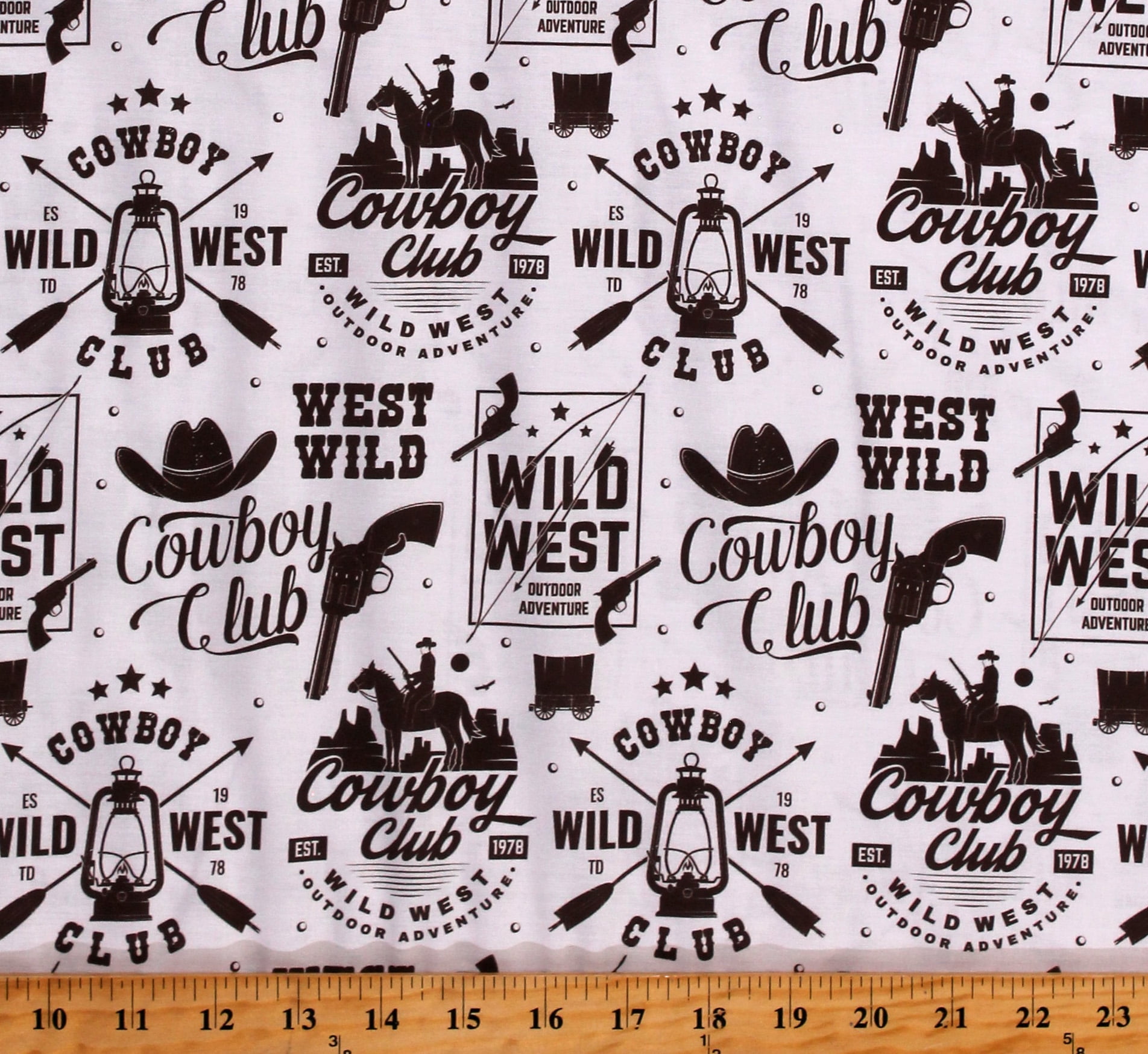 Cotton Cowboy Club Country Club Wild West Cowboys Western Cream Cotton ...