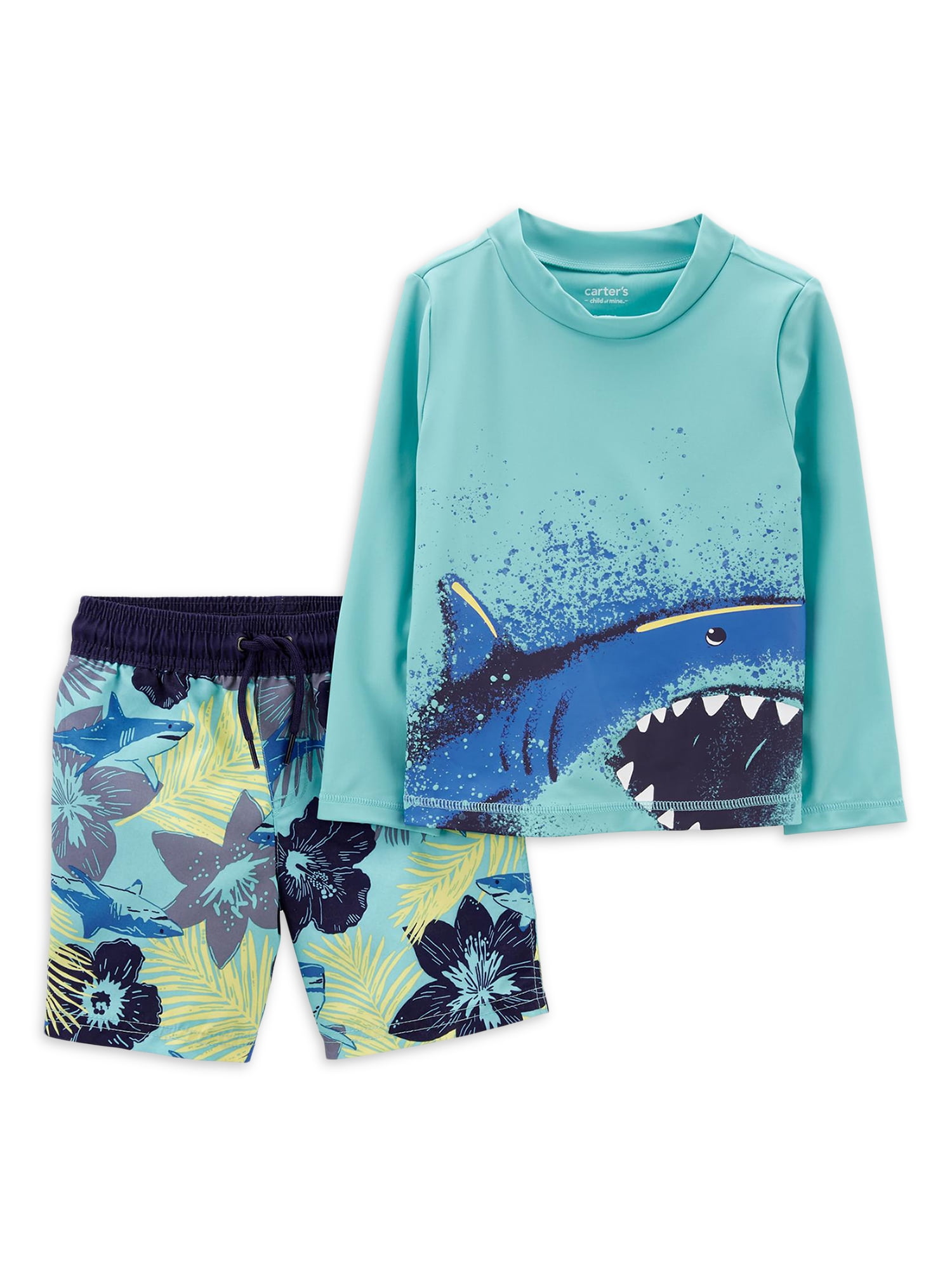 Carter's Child of Mine Baby and Toddler Boy Rashguard and Swim Trunks ...