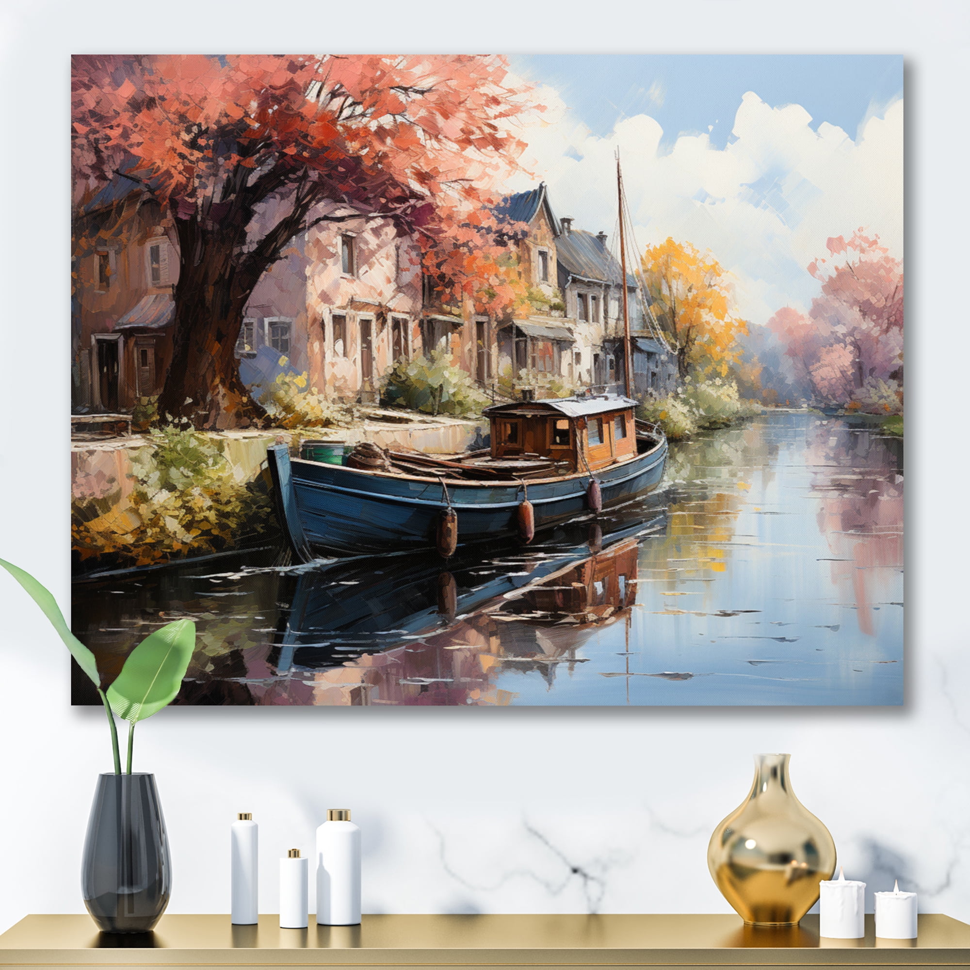 Click here for Designart Canals Wall Art  Red Canal Waterways Pai... prices