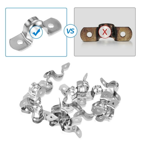 20 Pieces Stainless Steel Tube Clips Clamp Two Hole Bracket Horseback ...