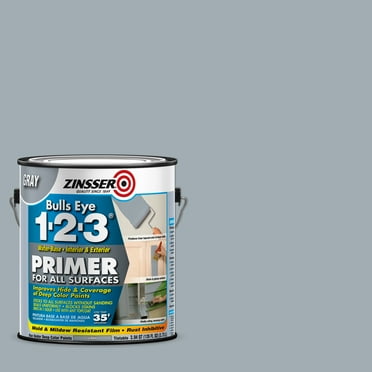 Gray, Zinsser Bulls Eye 1-2-3 Water-Based Primer, Quart - Walmart.com