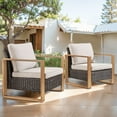 PARKWELL 2 Pack Brown Rattan Indoor-Outdoor Armchair w/Armrests,Padded Cushions Chairs for Patio ...