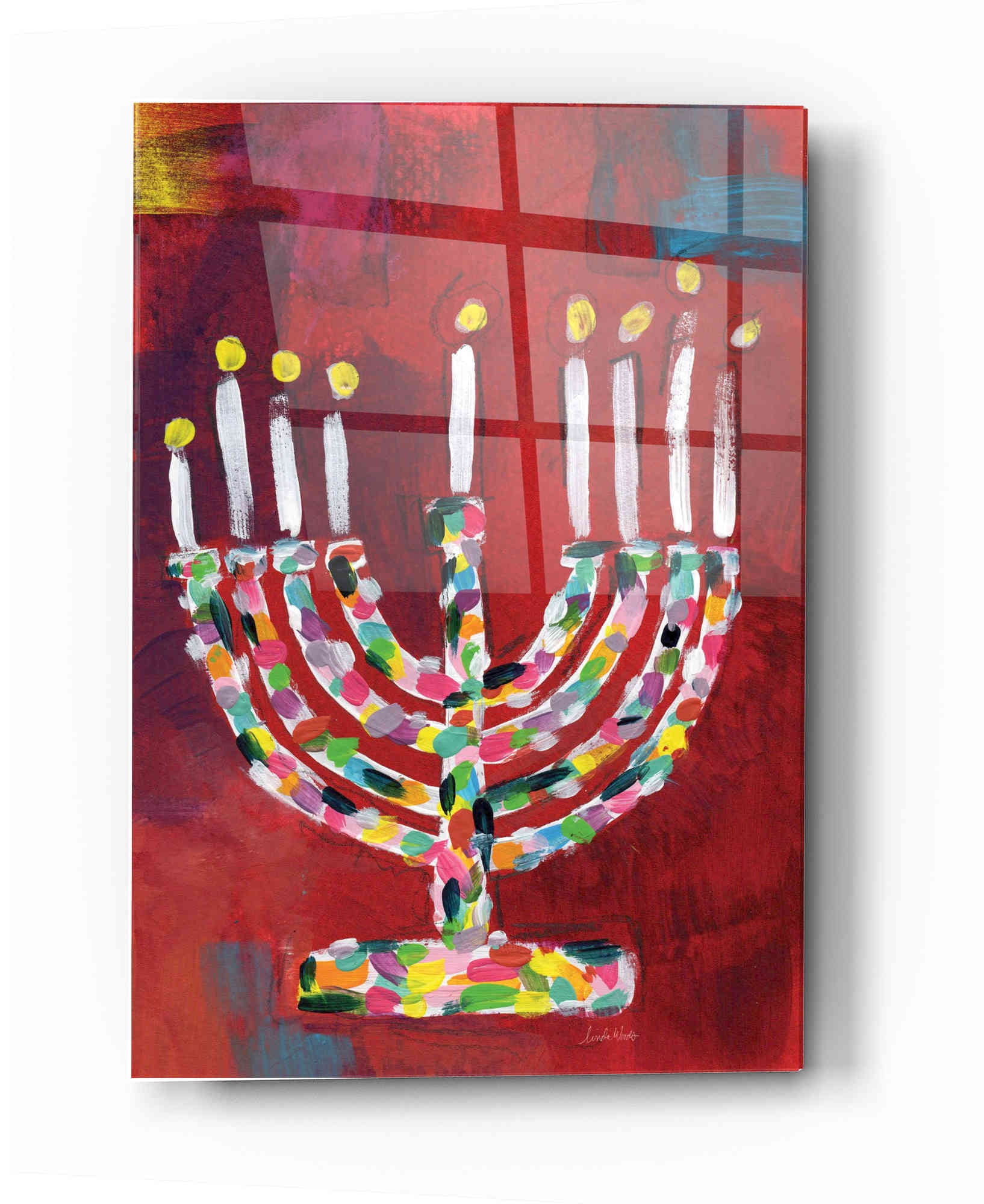 Epic Art 'Colorful Menorah' by Linda Woods, Acrylic Glass Wall Art, 16 ...