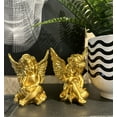 Set of 2 Gold Angels Statue Figurines, Indoor Outdoor Angel Cherubs ...