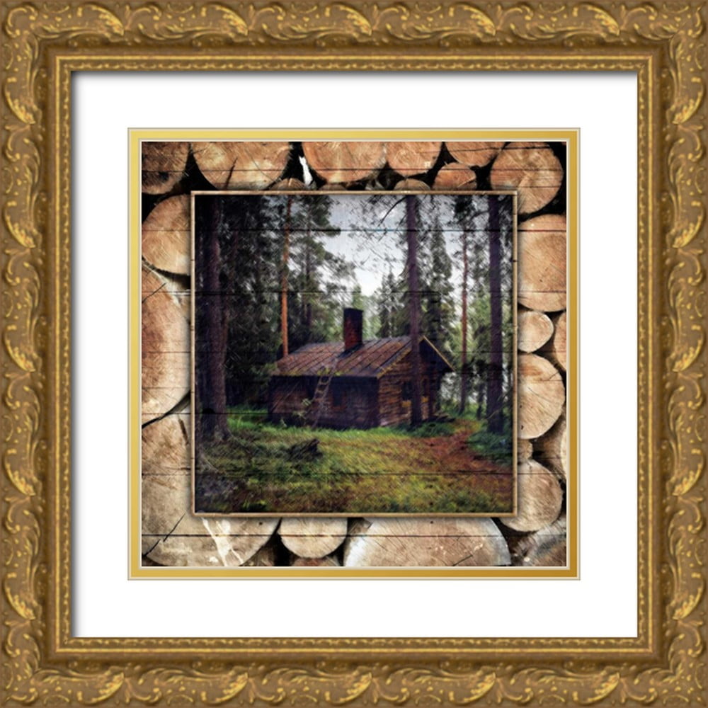 Grey, Jace 26x26 Gold Ornate Wood Framed with Double Matting Museum Art ...