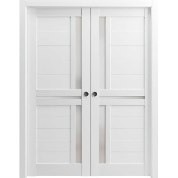 Sliding French Double Pocket Doors 84 x 96 inches | Veregio 7288 White ...