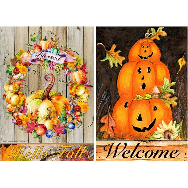 Decorative House Flags Set 0f 2 House Flags 28 x 40 Double Sided Fall ...