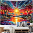 Abstract Sunrise Mountain Wall Tapestry Vibrant Sky Landscape 90X70 ...