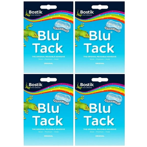 Bostik Blu Tack Original Blue Putty Hardware Adhesive Reusable 4 Pack ...