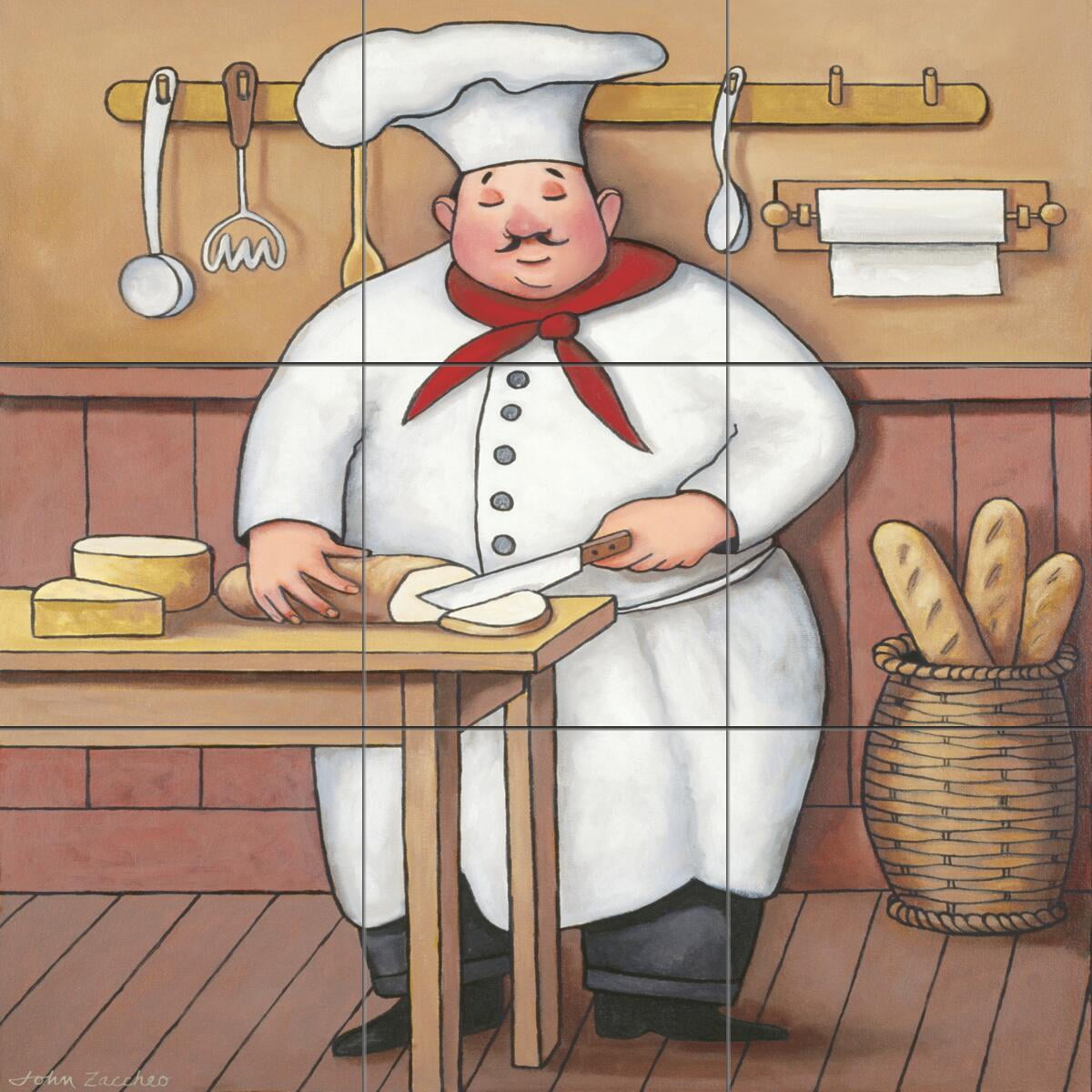 Tile Mural Kitchen Backsplash - Chef 4 - by John Zaccheo - Walmart.com