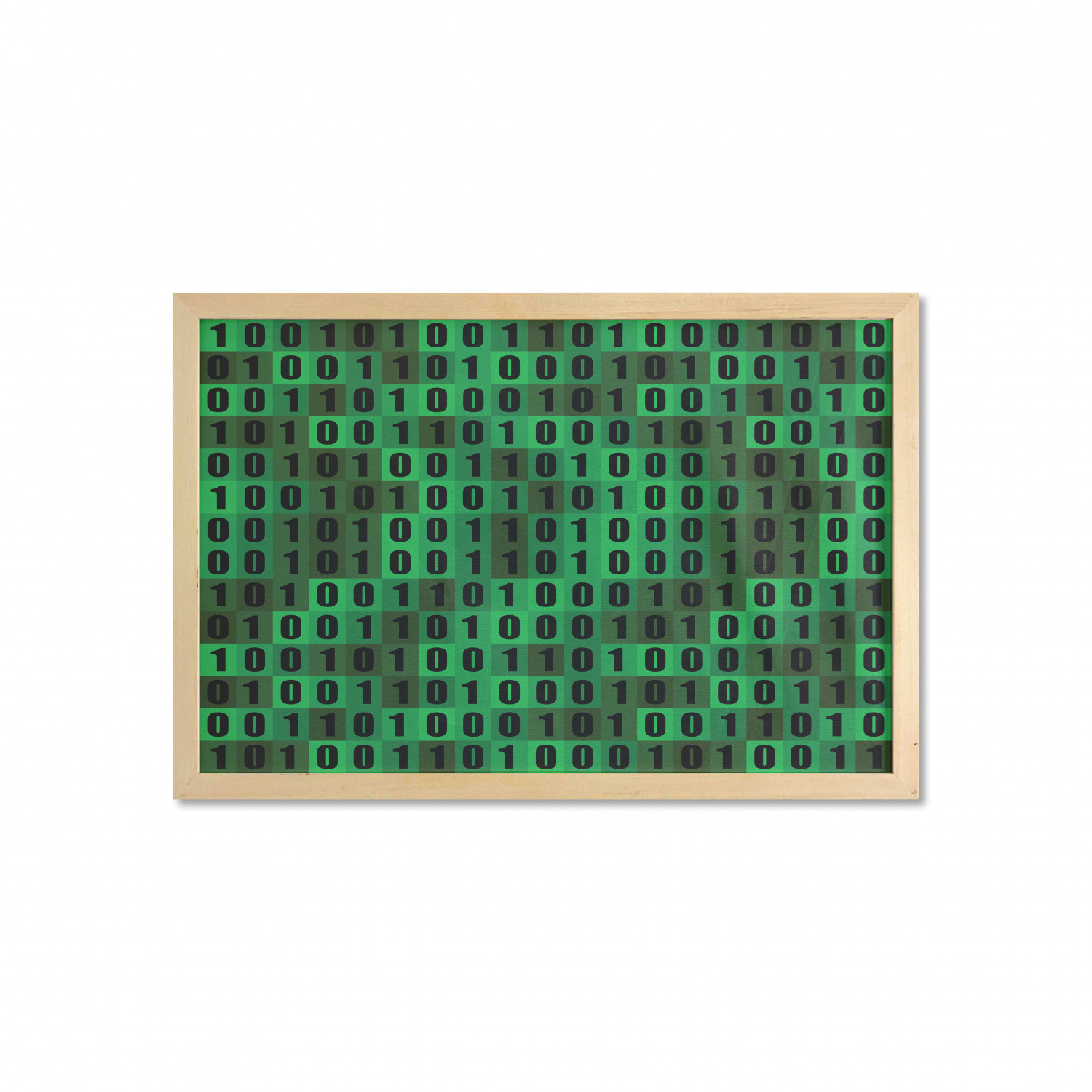 Programmer Wall Art with Frame, Computer Data Bits Process Themed Greenish Binary Programming ...