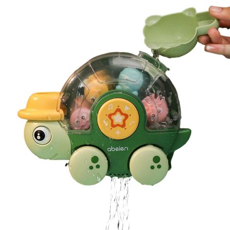 Turtle Water Toy Rotating Toddler Bathtub Toys With Small Car Shaped ...