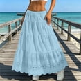 AJGRHE Women's Boho Eyelet Embroidery Maxi Skirt, Elastic High Waist A ...
