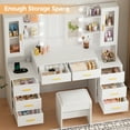 BEWISHOME Modern Dressing Table Vanity with LED Lights, 8 Drawers & USB ...