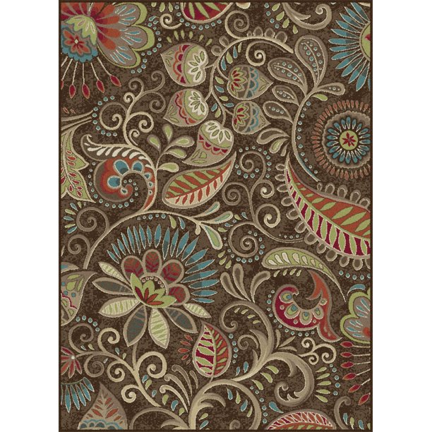 Tayse Area Rugs: Capri Rug: CPR1010 Brown: 2' x 3' Rectangle - Walmart.com