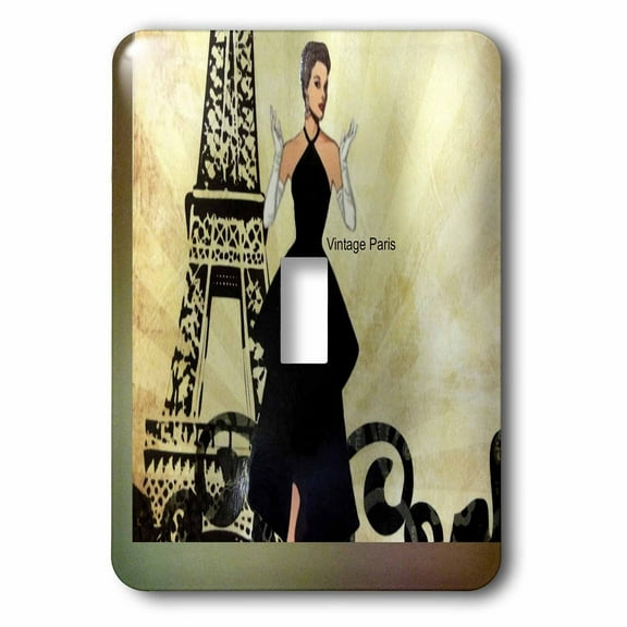 3dRose, Paris Eiffeltower Illustration With Text, single toggle switch ...