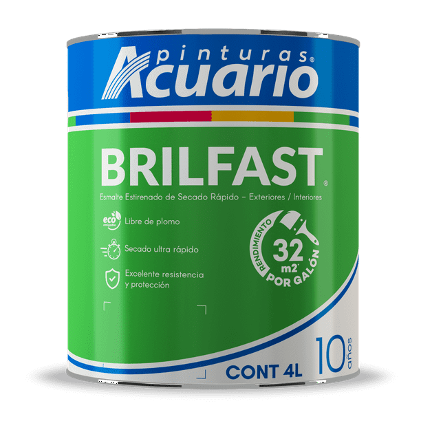 Esmalte Secado Rápido Acuario Brilfast 4 Lts Rojo Óxido | Bodega ...