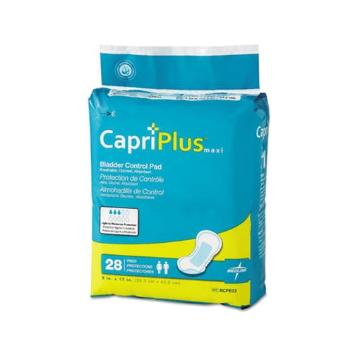Capri Plus Bladder Control Pads Ultra Plus, 8" x 17", 28/Pack, 6/Carton ...