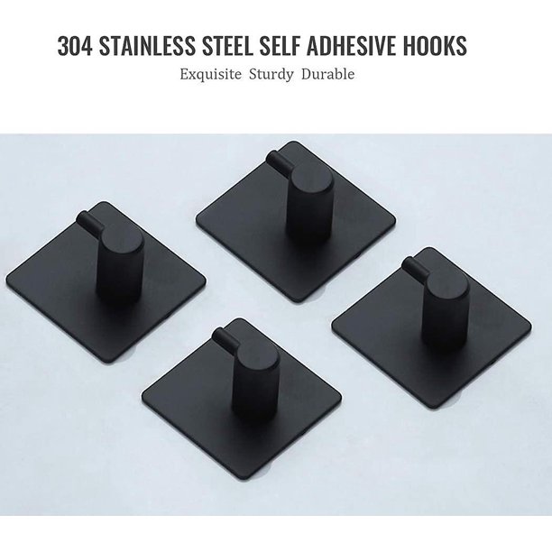 4 Pieces Adhesive Hook, Stainless Steel Wall Hooks For Kitchens, Living ...