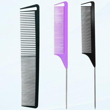 Comb for Braids Rat Tail Hair Comb Steel Pin Carbon Fiber Teasing Combs ...
