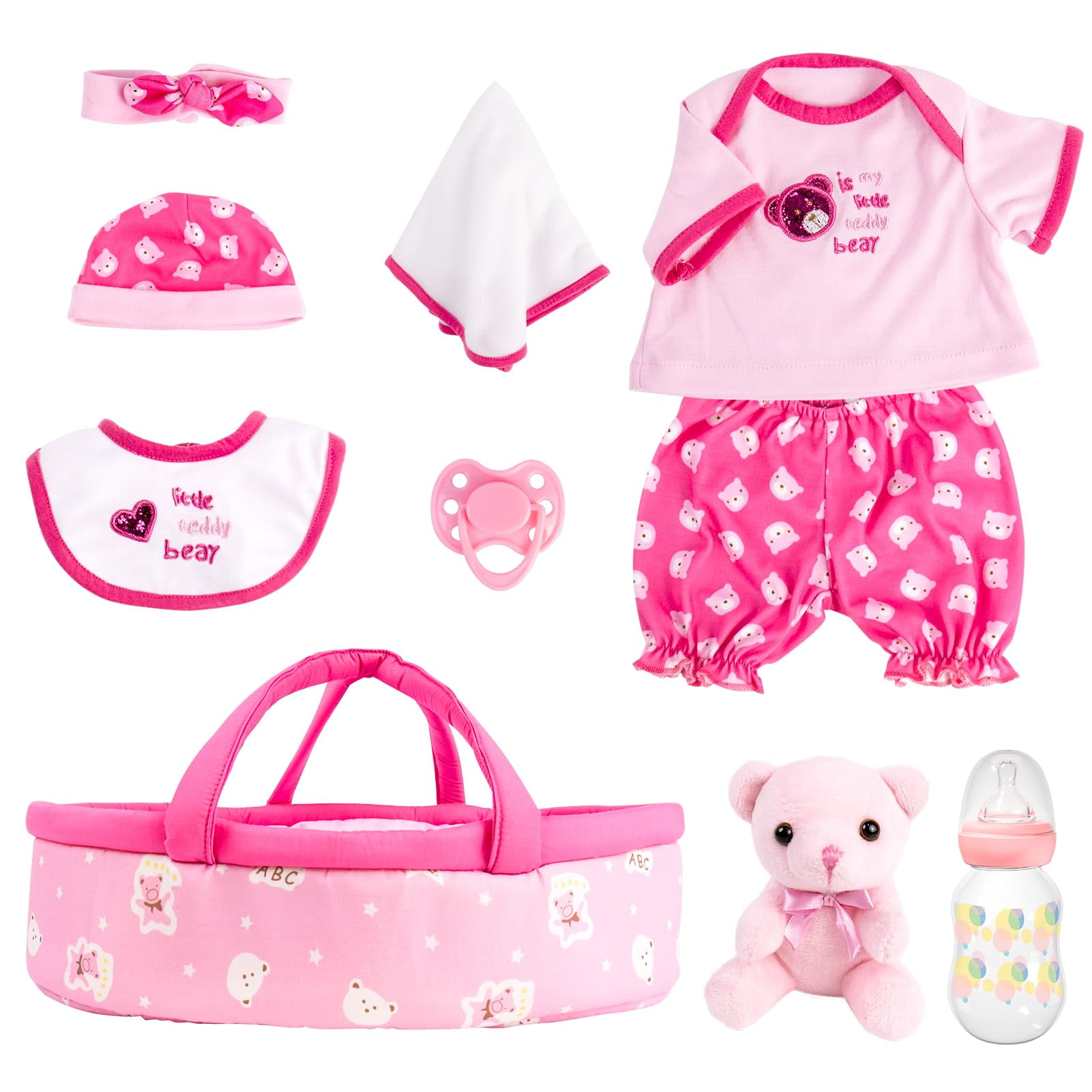 Set de ropa Reborn Baby Dolls Aori con capazo rosa de 40-45 cm | Bodega ...