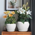 White Ceramic Plant Pots Set of 3 – 6, 8, 10 Inch Round Flower Pots ...