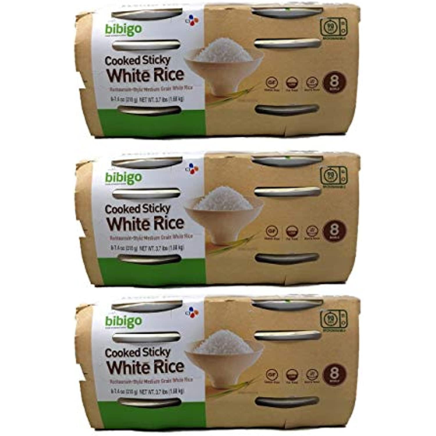 Bibigo Restaurant-Style Cooked Sticky White Rice, 8 - 7.4-ounce Bowls ...