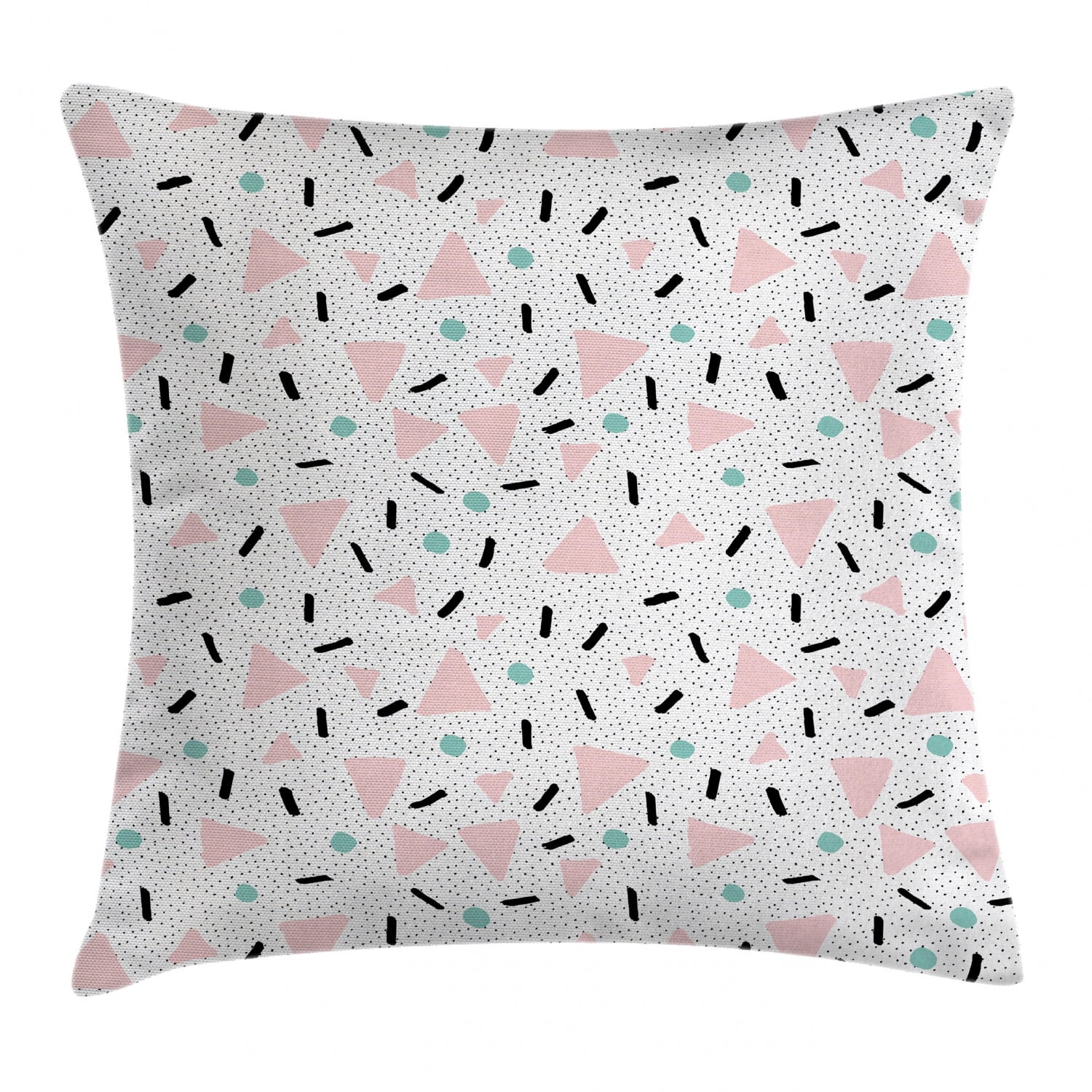 Retro Decor Throw Pillow Cushion Cover, Large Triangles and Circles ...