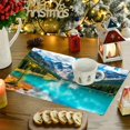 7 Piece Linen Table Runner and Placemats Set, Alpine Lake Reflection ...
