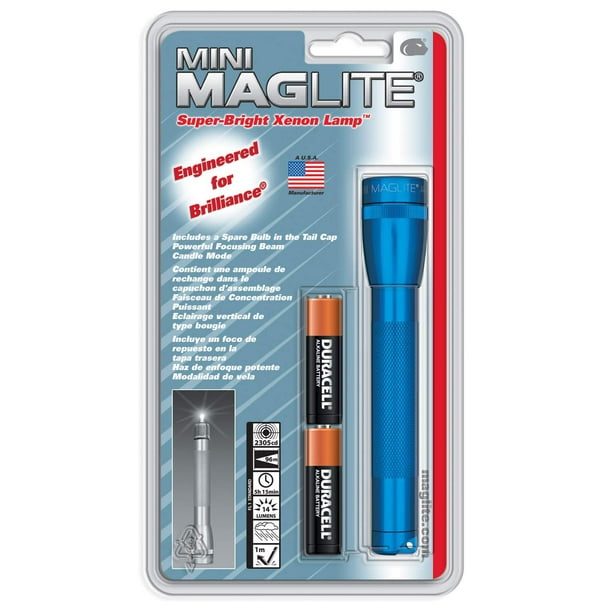 Maglite Mini Incandescent 2-Cell AA Flashlight with Holster, Blue ...