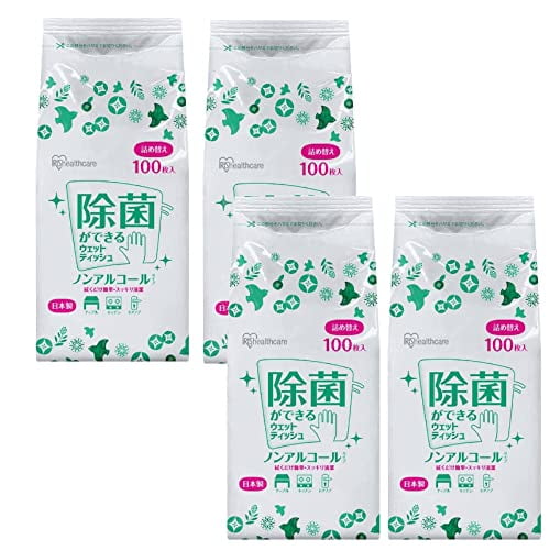 Iris Ohyama Wet Tissue Sterilization Non-alcoholic Refill 4 Pieces Set ...